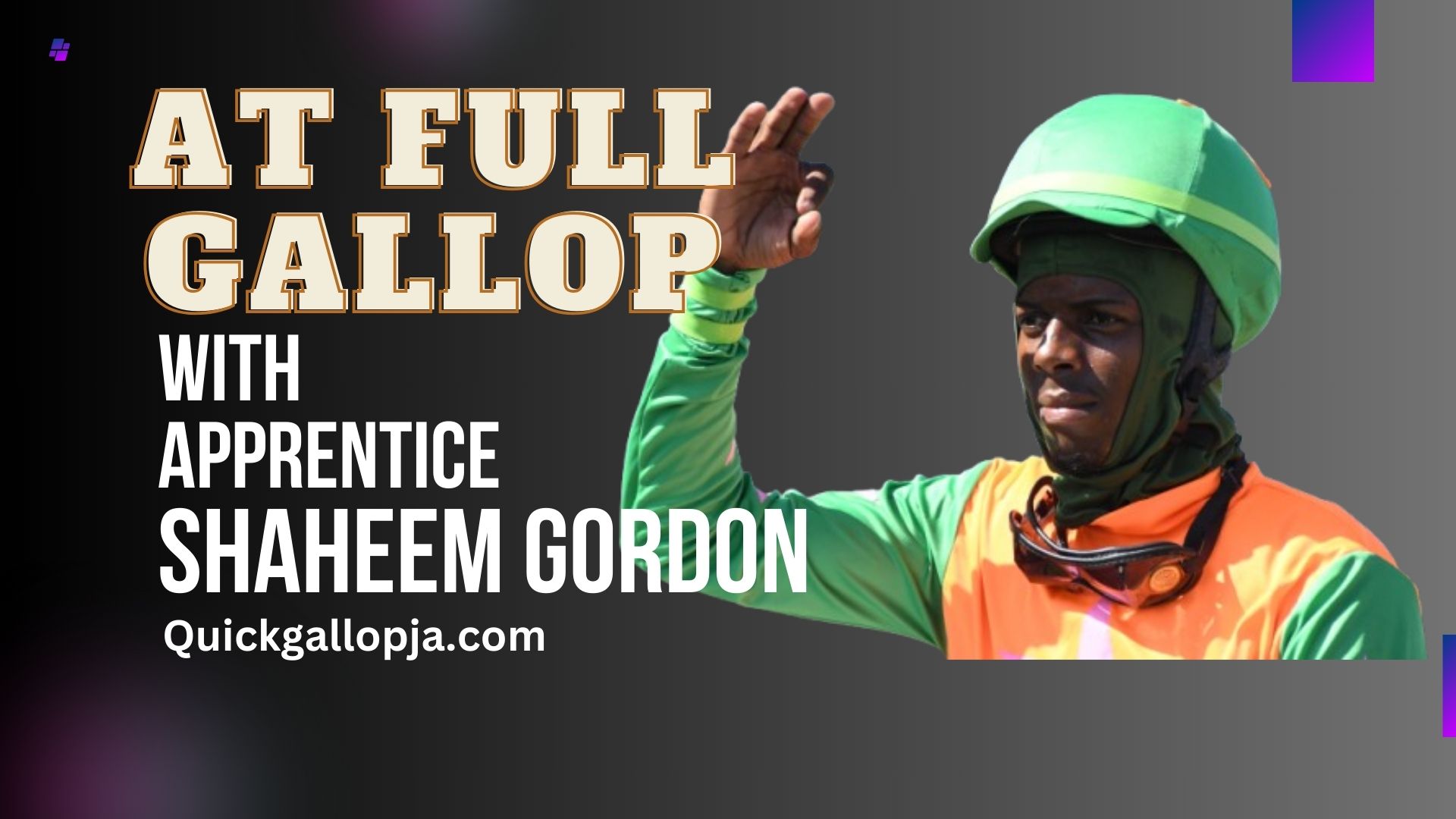 AT FULL GALLOP: Apprentice Shaheem Gordon - Quickgallopja.com